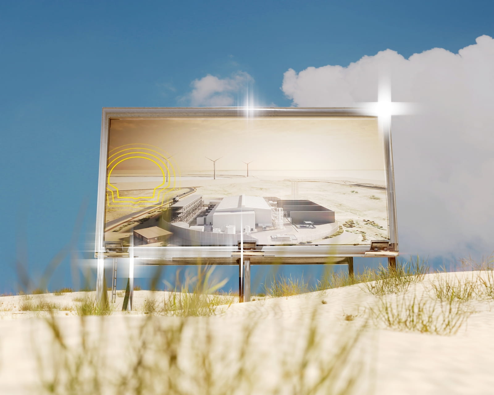 De groene waterstoffabriek van Shell: een zonnepaneel op een ...